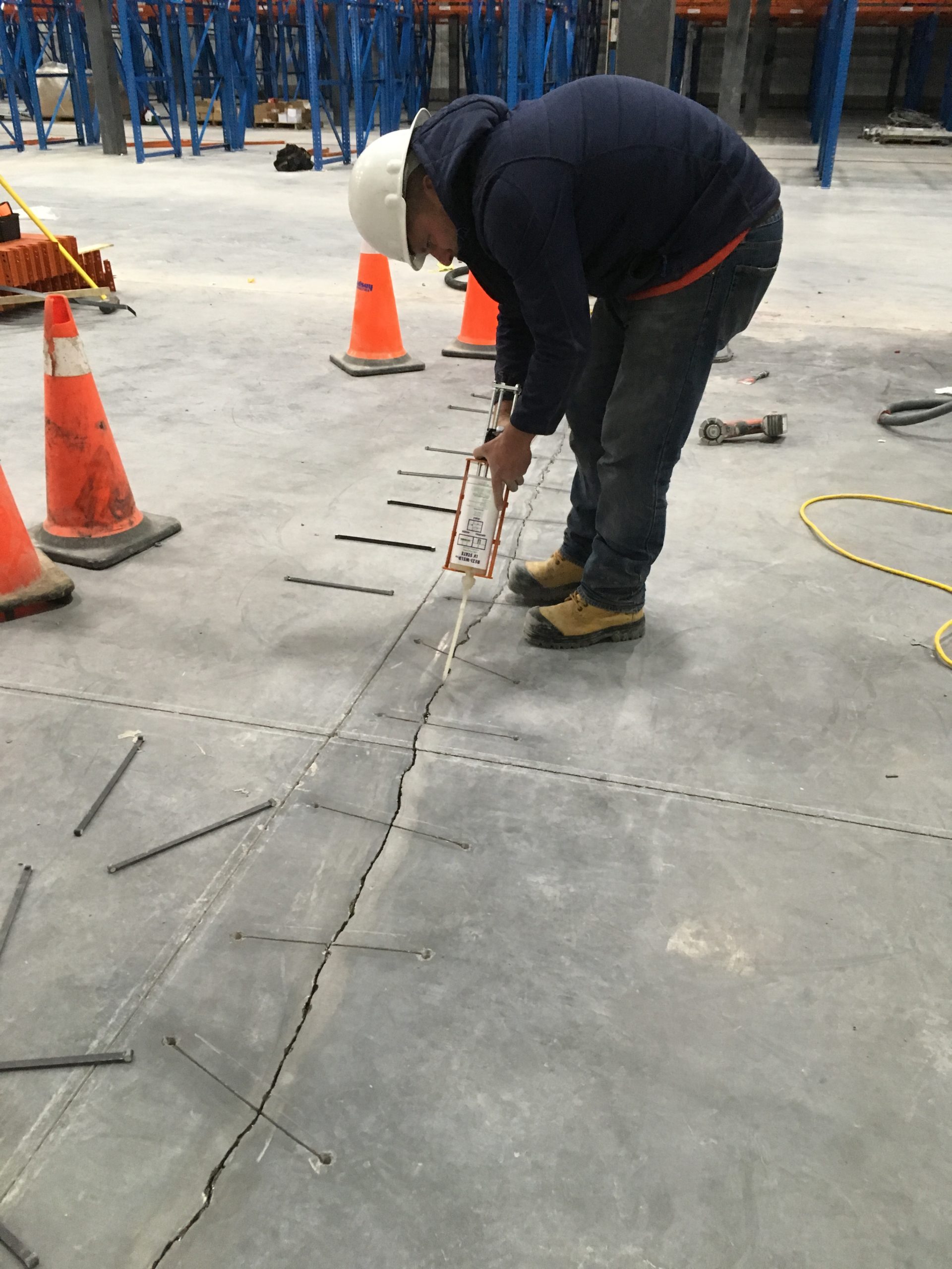 Warehouse Floor Repair - Rhino Carbon Fiber Crack Lock - Arrow ...